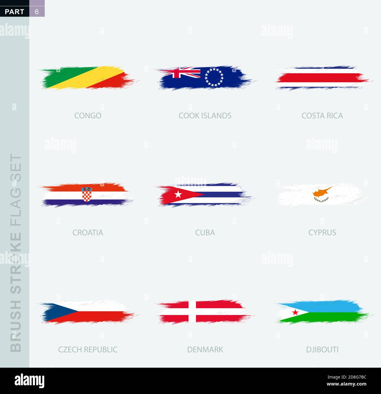 Grunge abstract brush stroke flag set, nine different flag. Vector flag ...