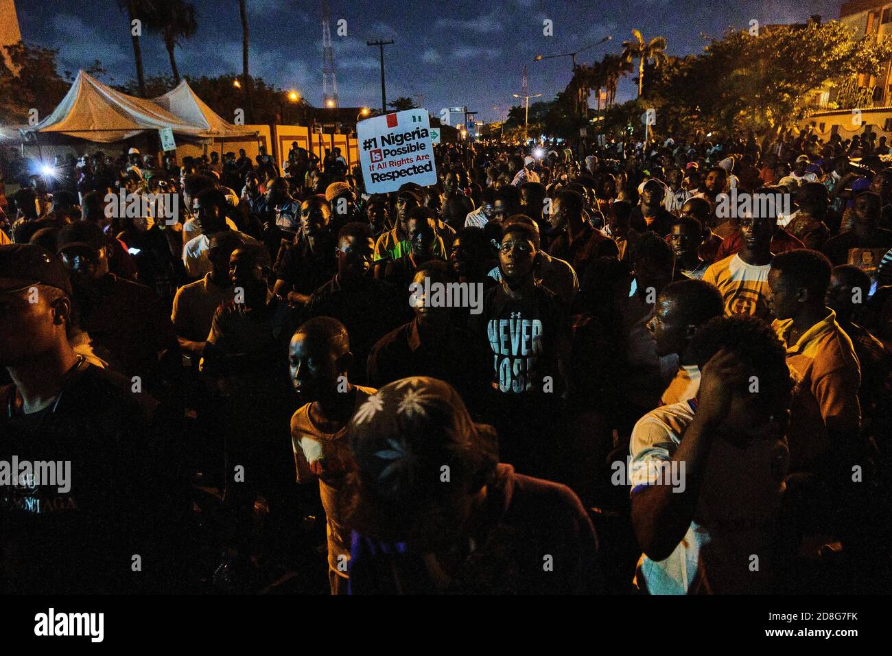 Protesters gather day and night at the Lagos State House of Assembly ...