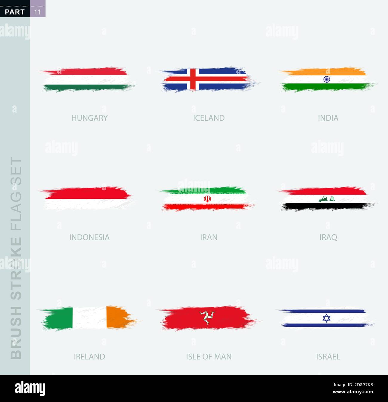 Grunge abstract brush stroke flag set, nine different flag. Vector flag ...