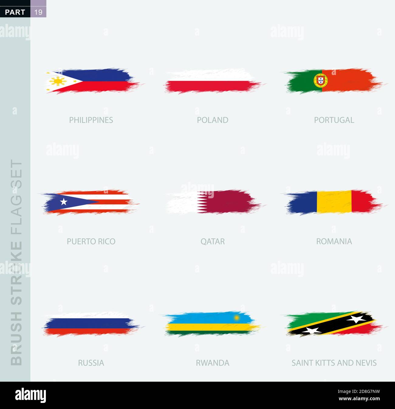 Grunge abstract brush stroke flag set, nine different flag. Vector flag ...