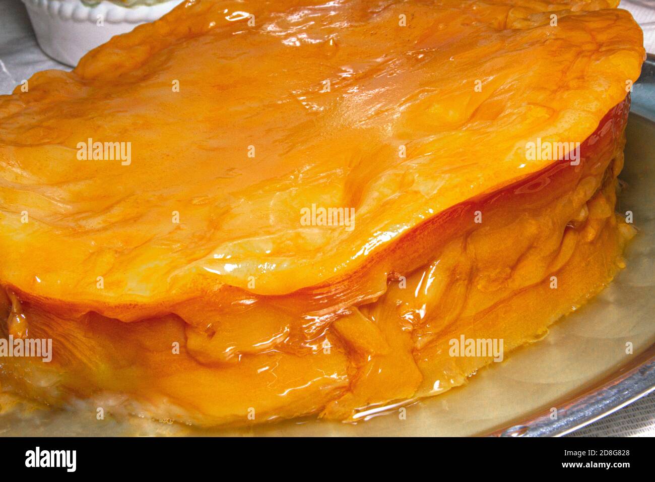 Close-up thick old scoby (symbiotic culture of bacteria and yeast ...