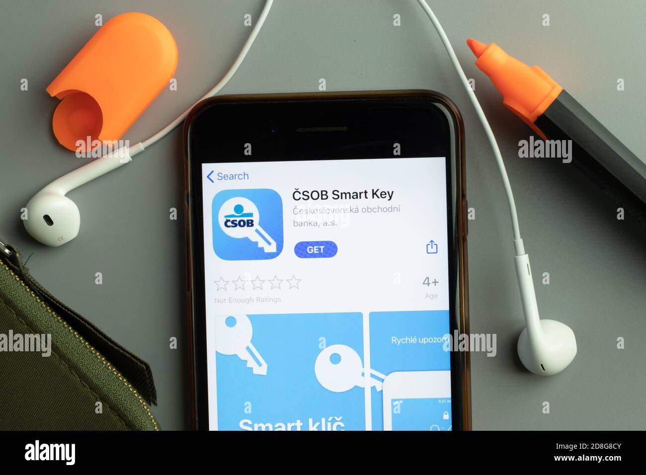 New York, USA - 26 October 2020: CSOB Smart Key mobile app icon logo on ...