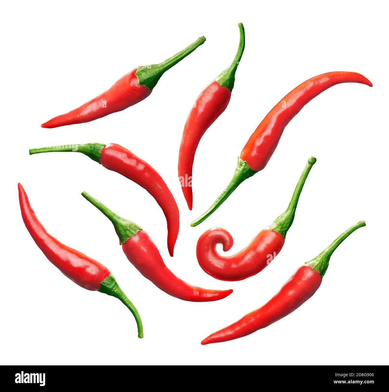 Set of red chili pepper isolated on white background Stock Photo - Alamy