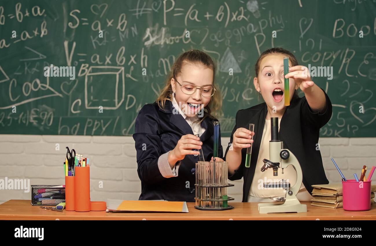 It is unbelievable. science experiments. Little girls scientist work ...