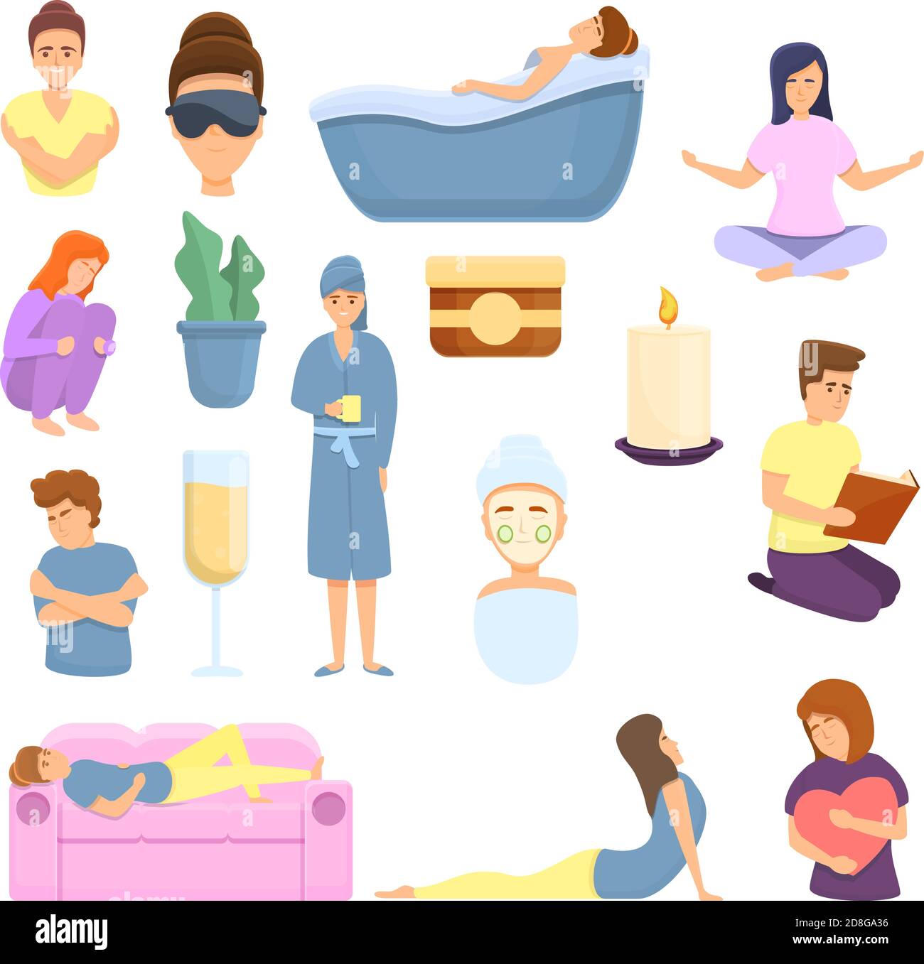 Self-care icons set. Cartoon set of self-care vector icons for web ...
