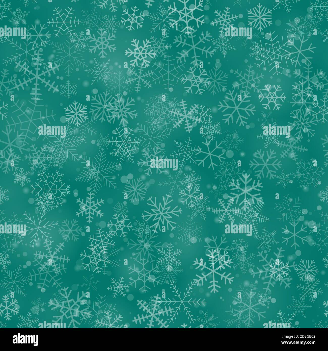 Christmas seamless pattern of snowflakes of different shapes, sizes and ...
