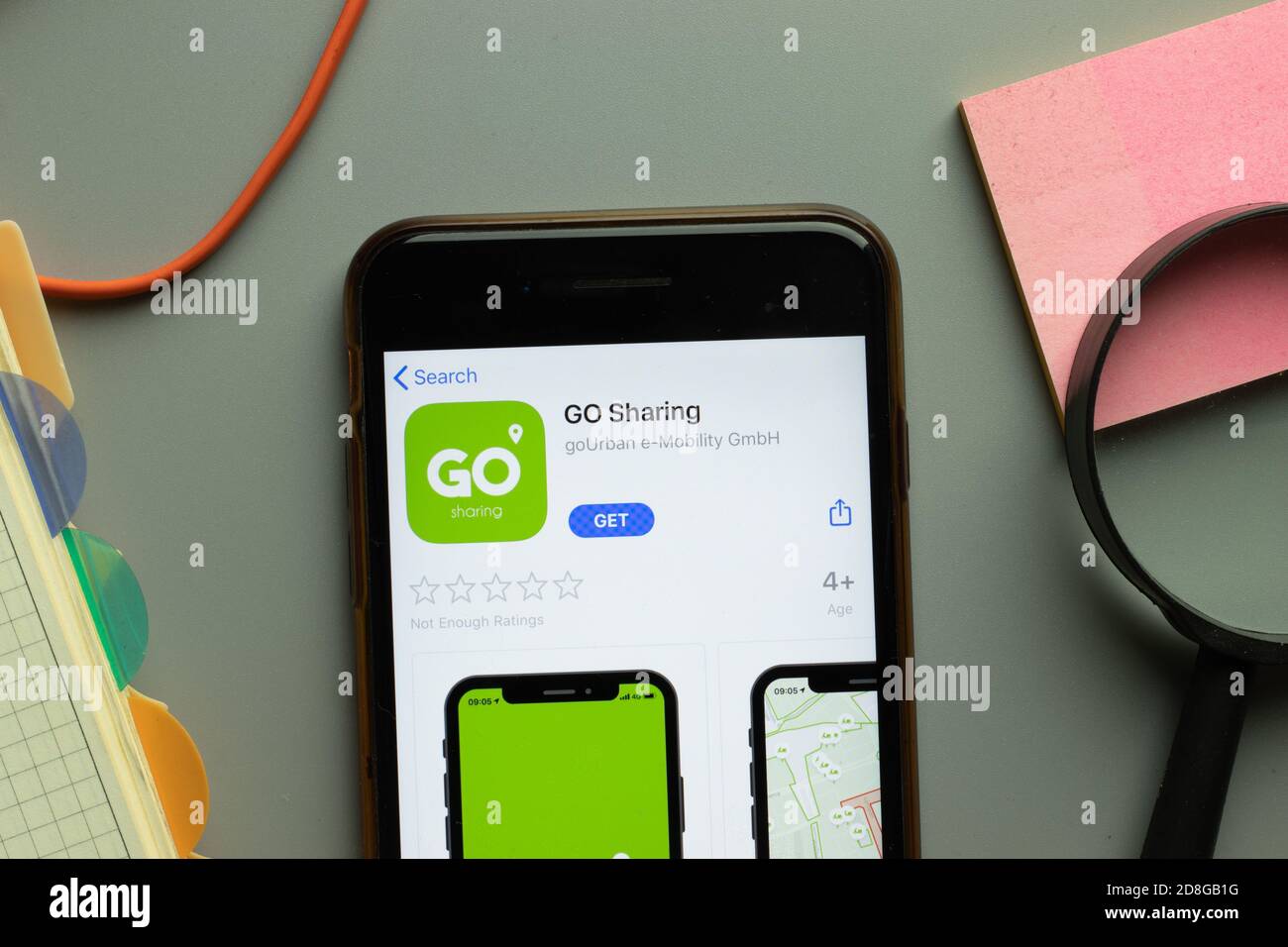 New York, USA - 26 October 2020: GO Sharing mobile app logo on phone ...