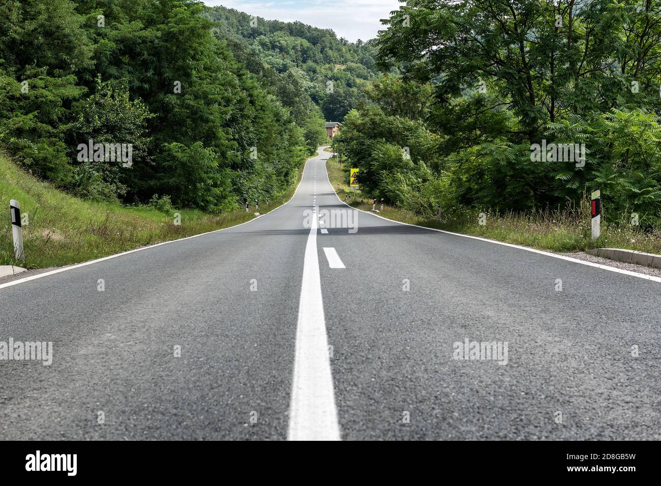 Summer country road with trees beside. Rural environment road. Nature ...