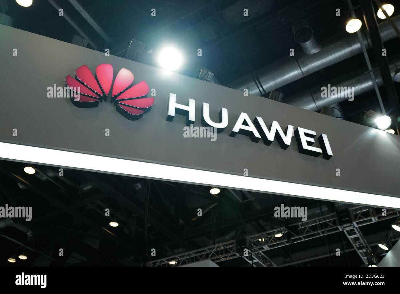In this unlocated photo, the logo of Huawei, a Chinese multinational ...