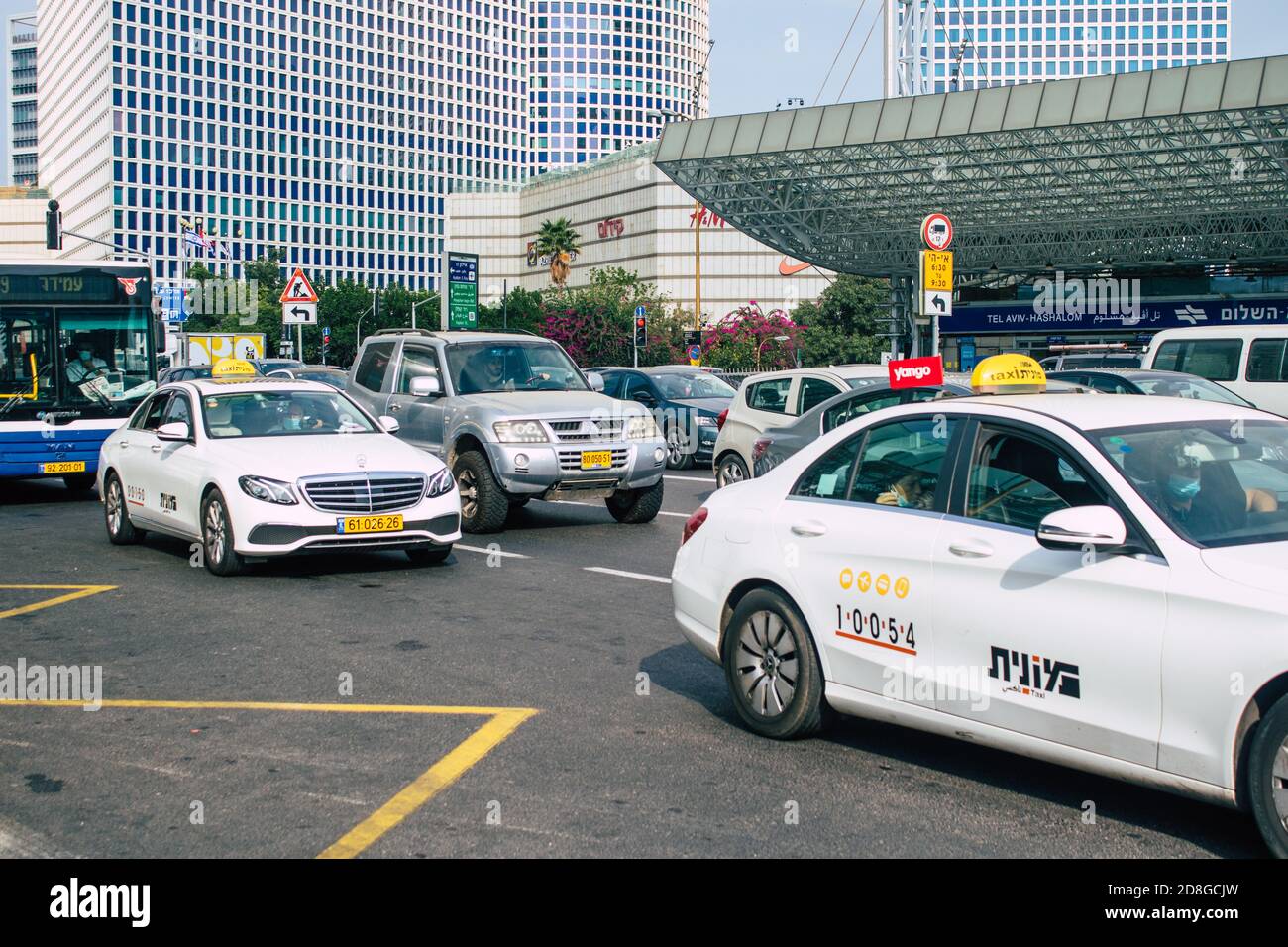 Tel Aviv Israel October 28, 2020 View of an traditional Israeli taxi ...