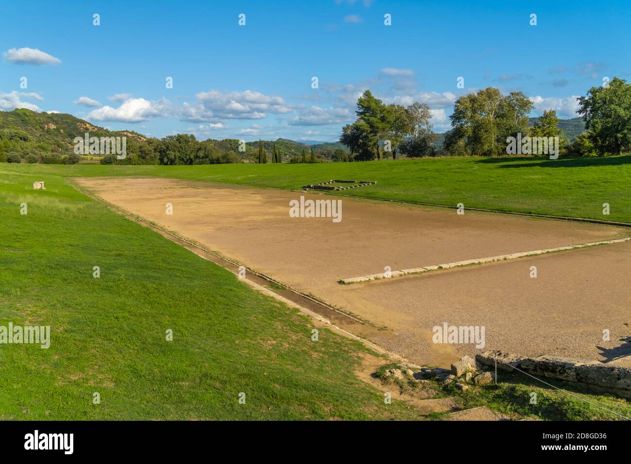 Ruins of the Olympic Stadium in the archeological site of Olympia ...
