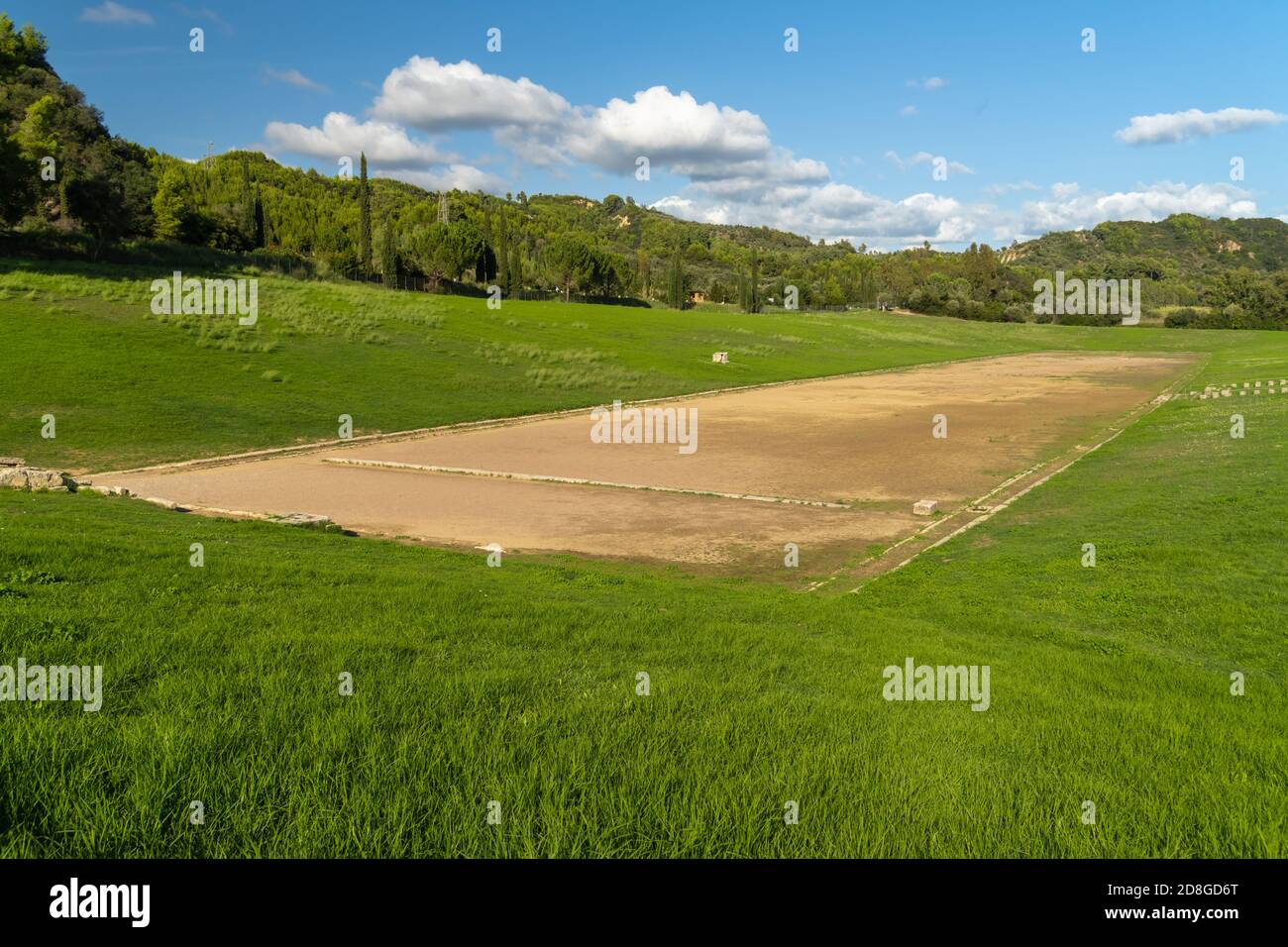 Ruins of the Olympic Stadium in the archeological site of Olympia ...