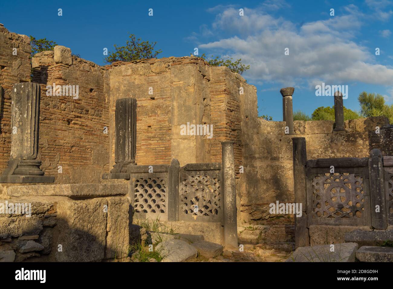 Ruins in the archeological site of Olympia, Greece, a major Panhellenic ...