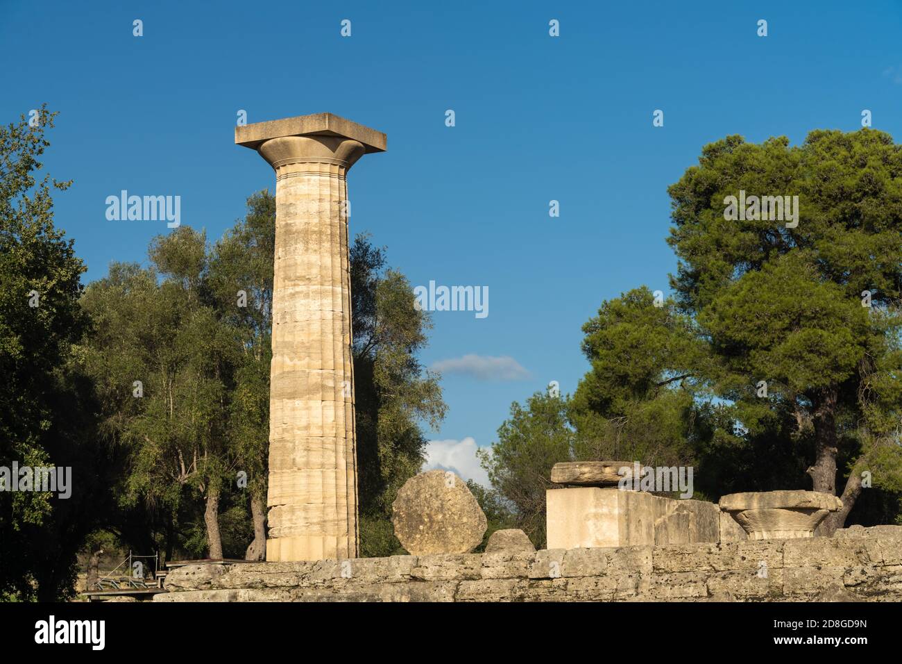 Ruins of the Temple of Zeus in the archeological site of Olympia ...
