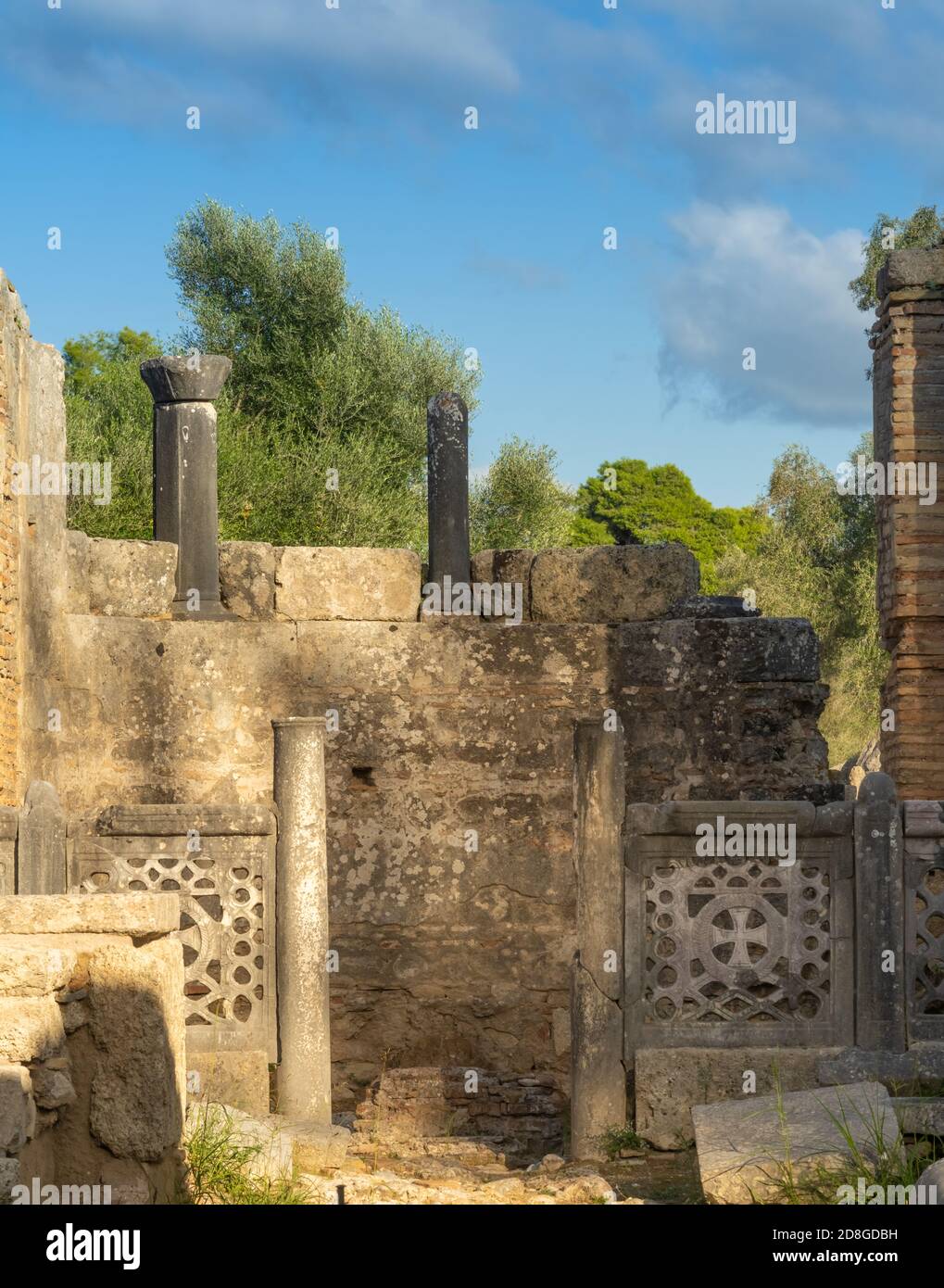 Ruins in the archeological site of Olympia, Greece, a major Panhellenic ...