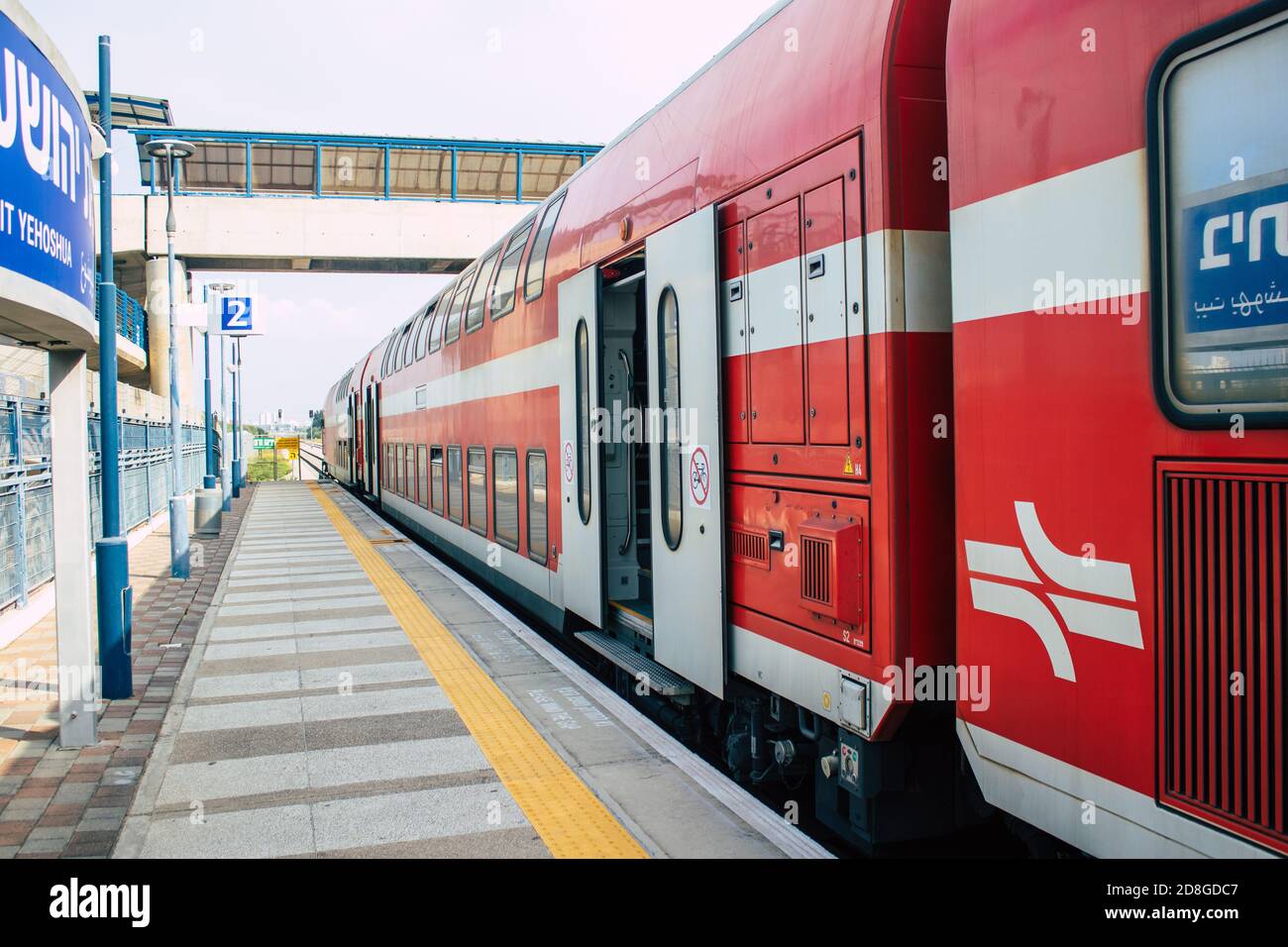 Tel Aviv Israel October 28, 2020 View of a traditional red Israeli ...