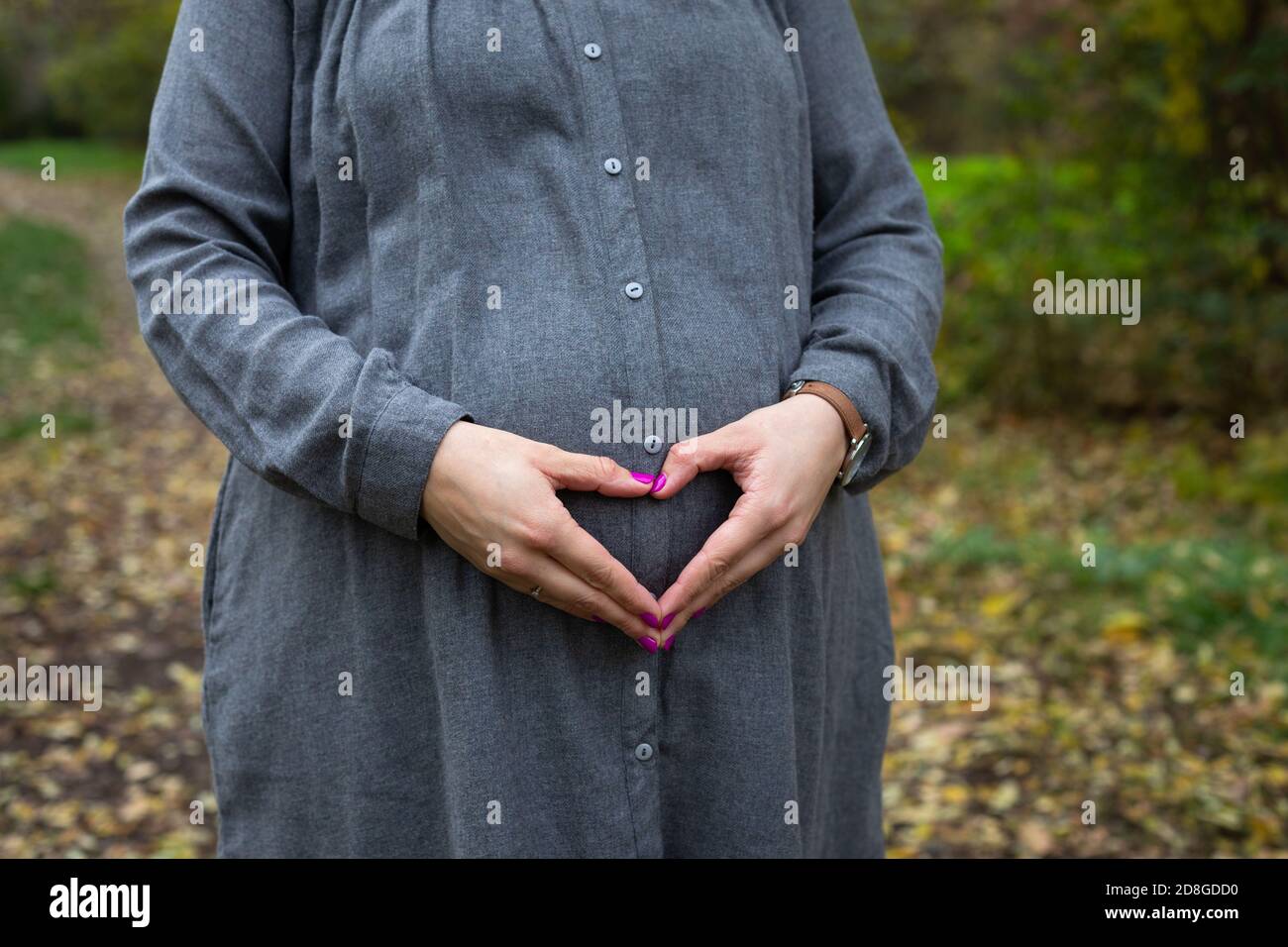 Close up picture of pregnant belly bump in third trimester, mother ...