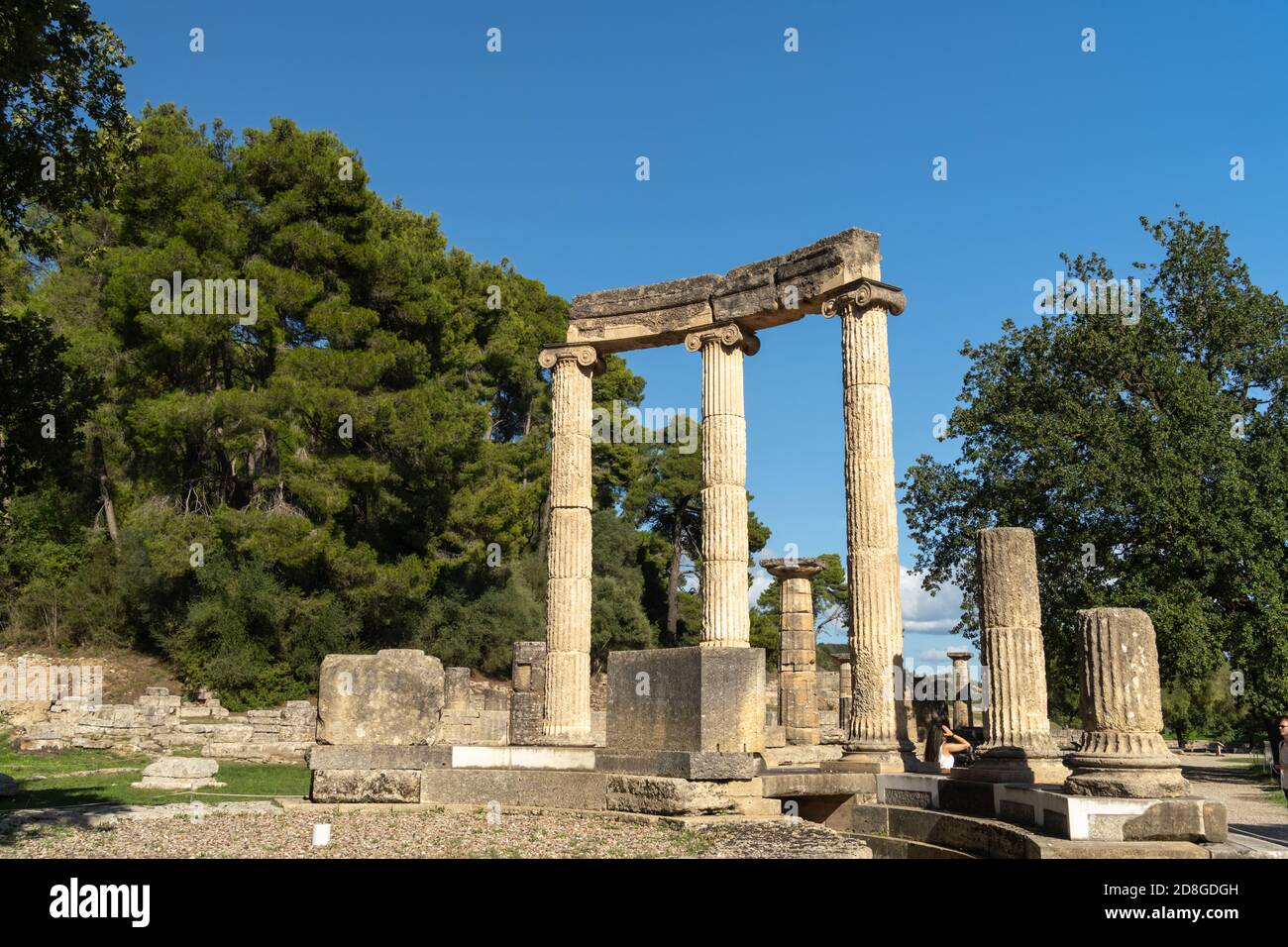 Ruins of the Philippeion in the archeological site of Olympia, Greece ...