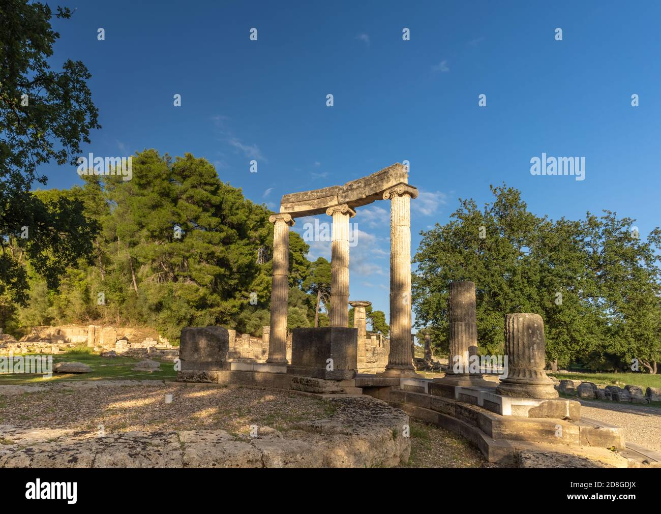 Ruins of the Philippeion in the archeological site of Olympia, Greece ...