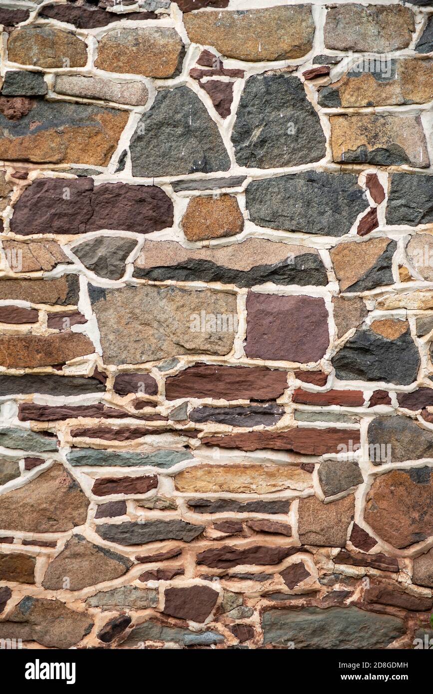Colorful colonial stone wall beautiful pattern and rough texture Stock ...