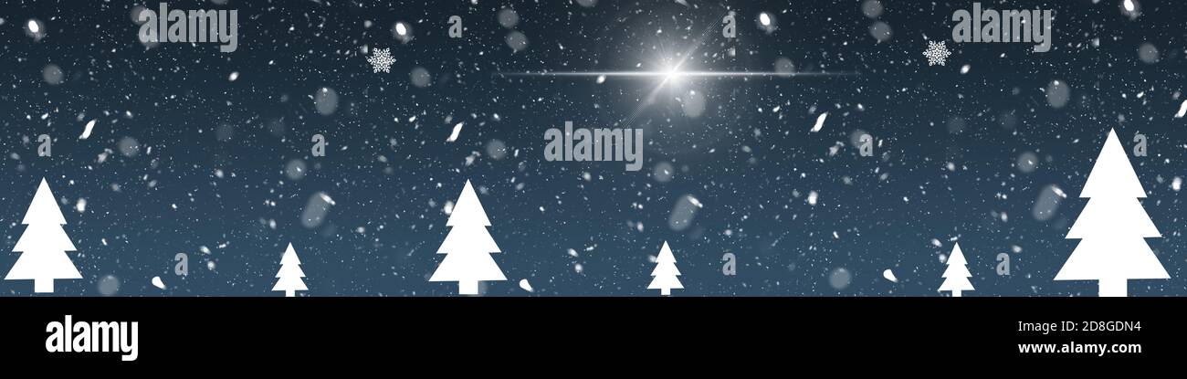 An illustration of falling snowflakes with a star shining in the middle ...