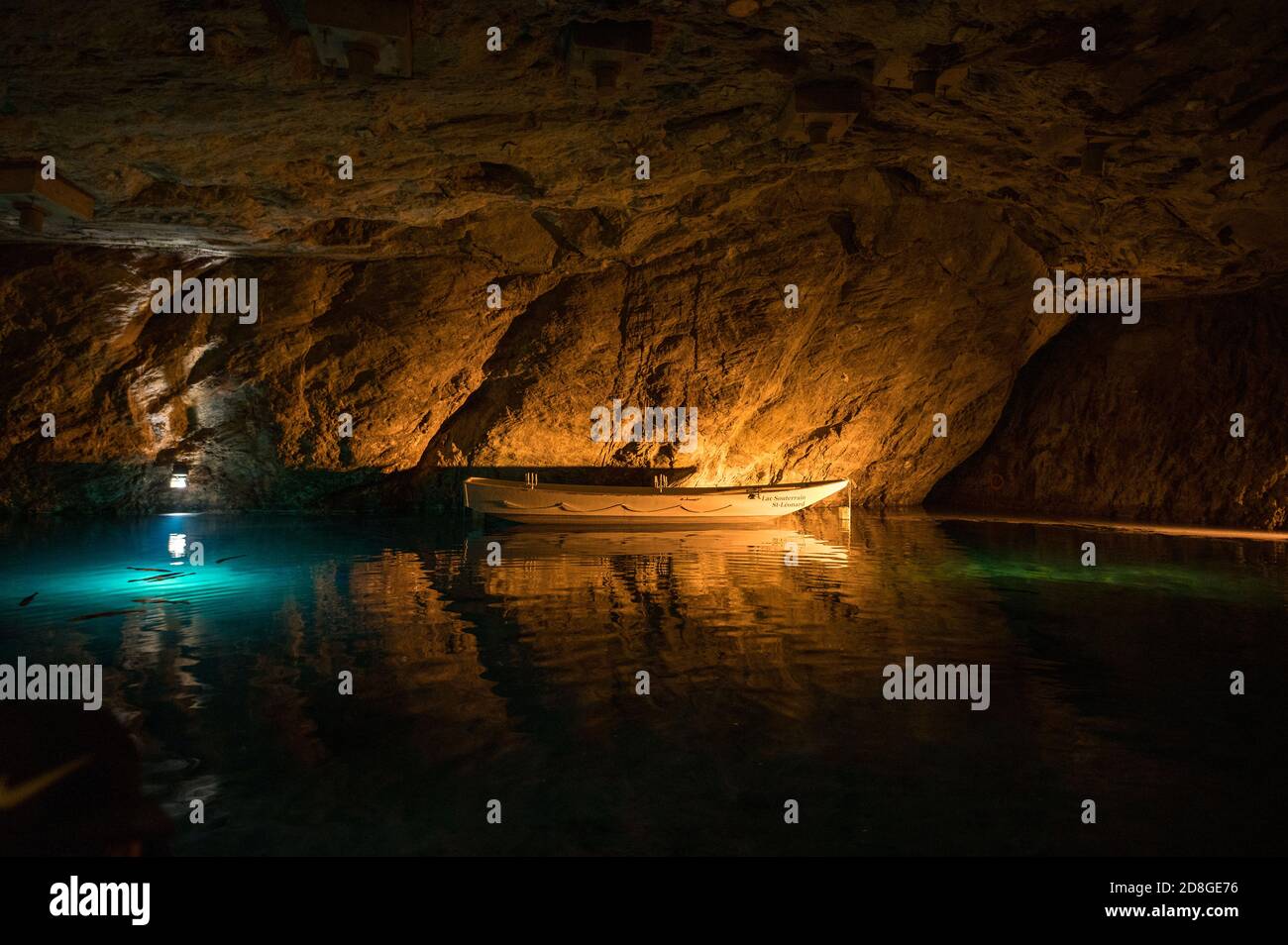 Boat in Lac Souterrain de Saint-Léonard, Valais Stock Photo - Alamy