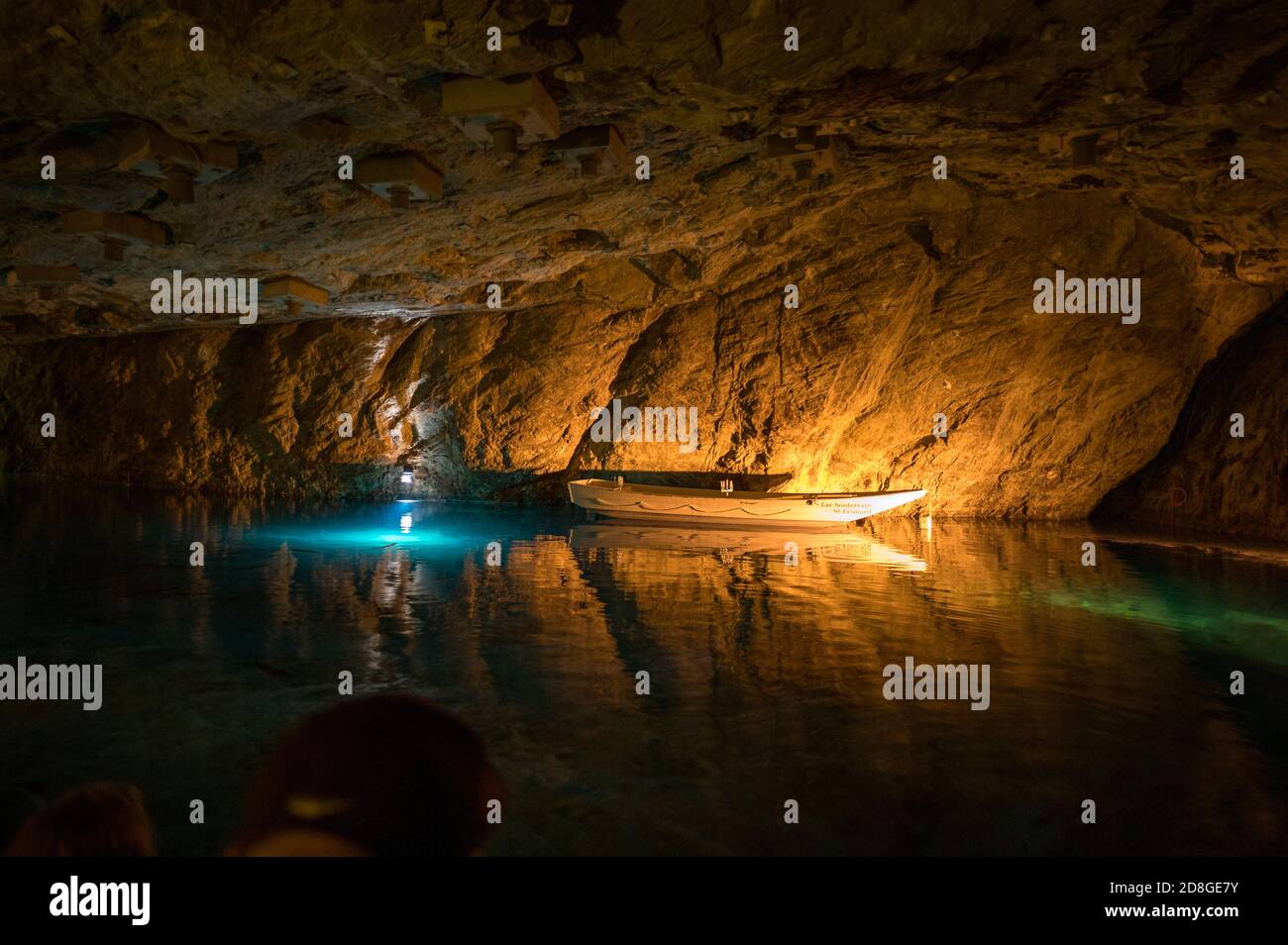 Boat in Lac Souterrain de Saint-Léonard, Valais Stock Photo - Alamy
