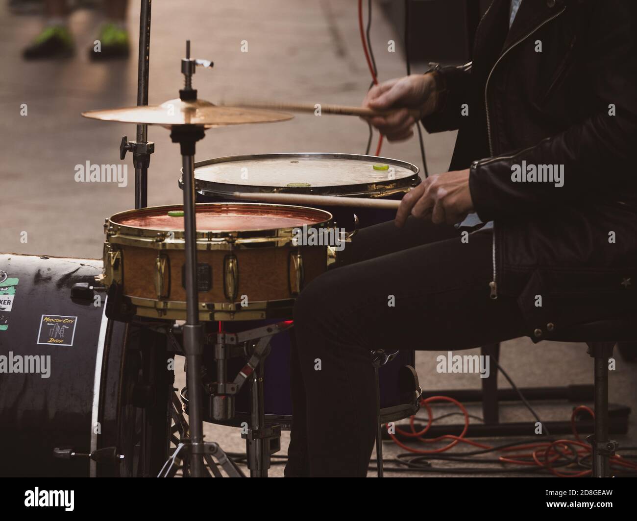 musician drummer on the streets of the city Stock Photo - Alamy