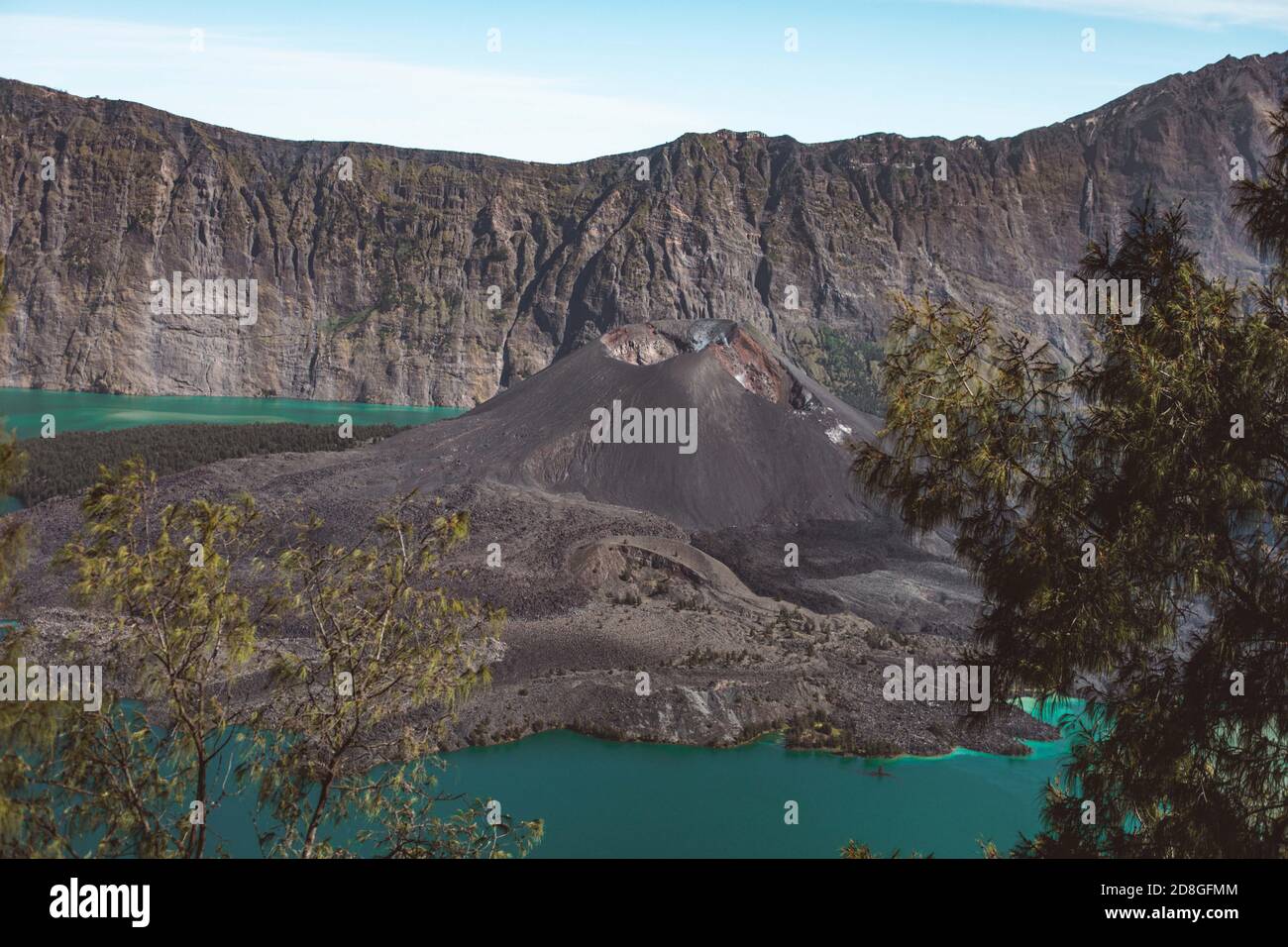 Amazing view of Gunung Rinjani Mountain, Lombok Indonesia. Soft focus ...