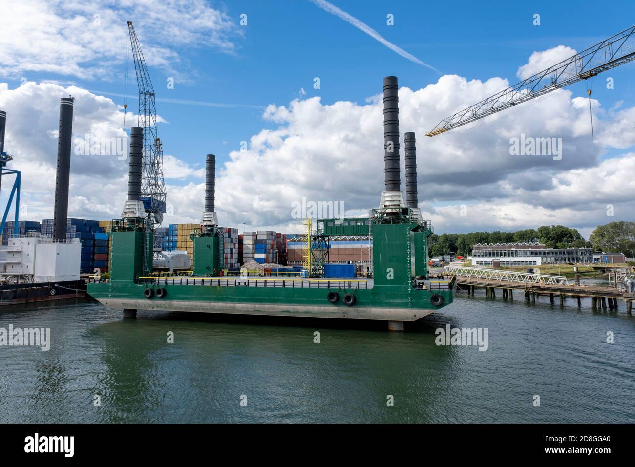 empty Shipyard floating dry dock in the Rotterdam sea port Stock Photo ...