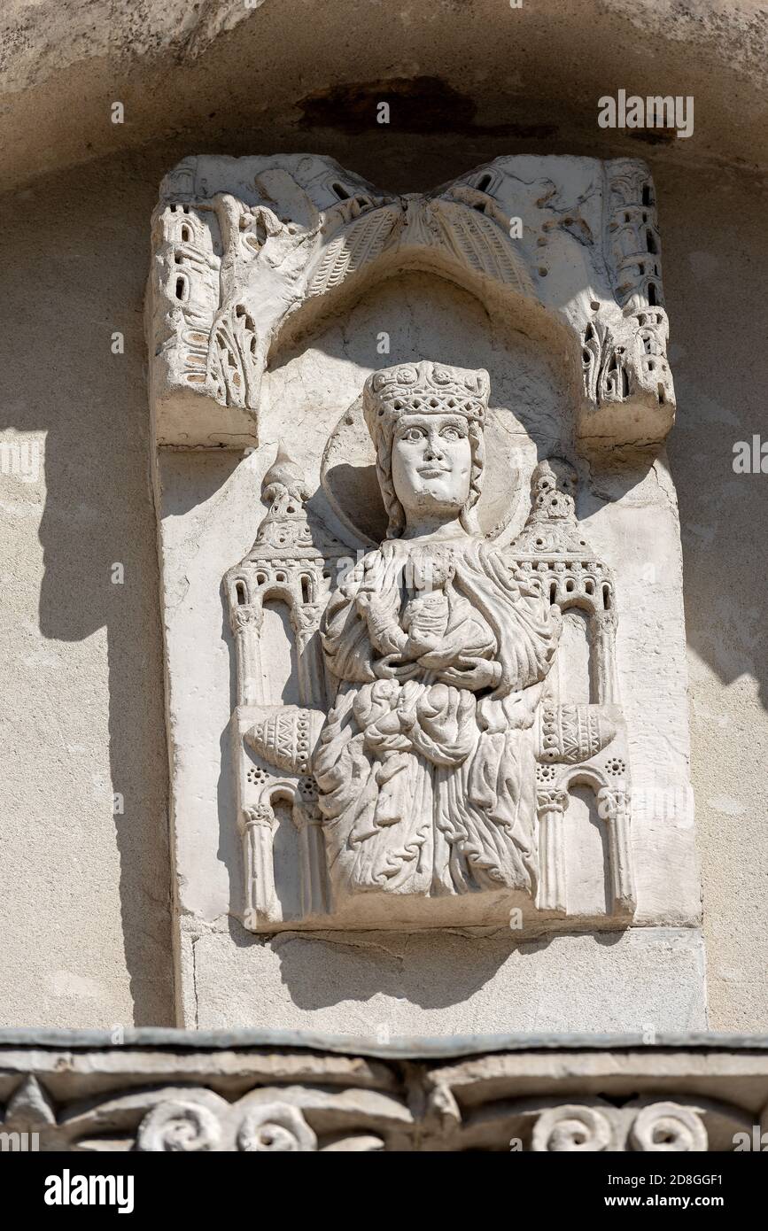 Virgin Mary on Throne with Baby Jesus, detail of the church of Santa ...