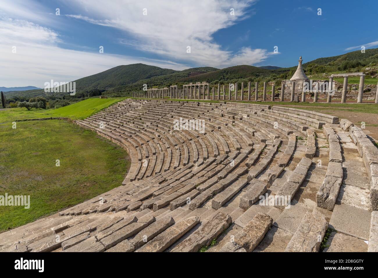 Ruins of the stadium in the ancient Messene archeological site ...