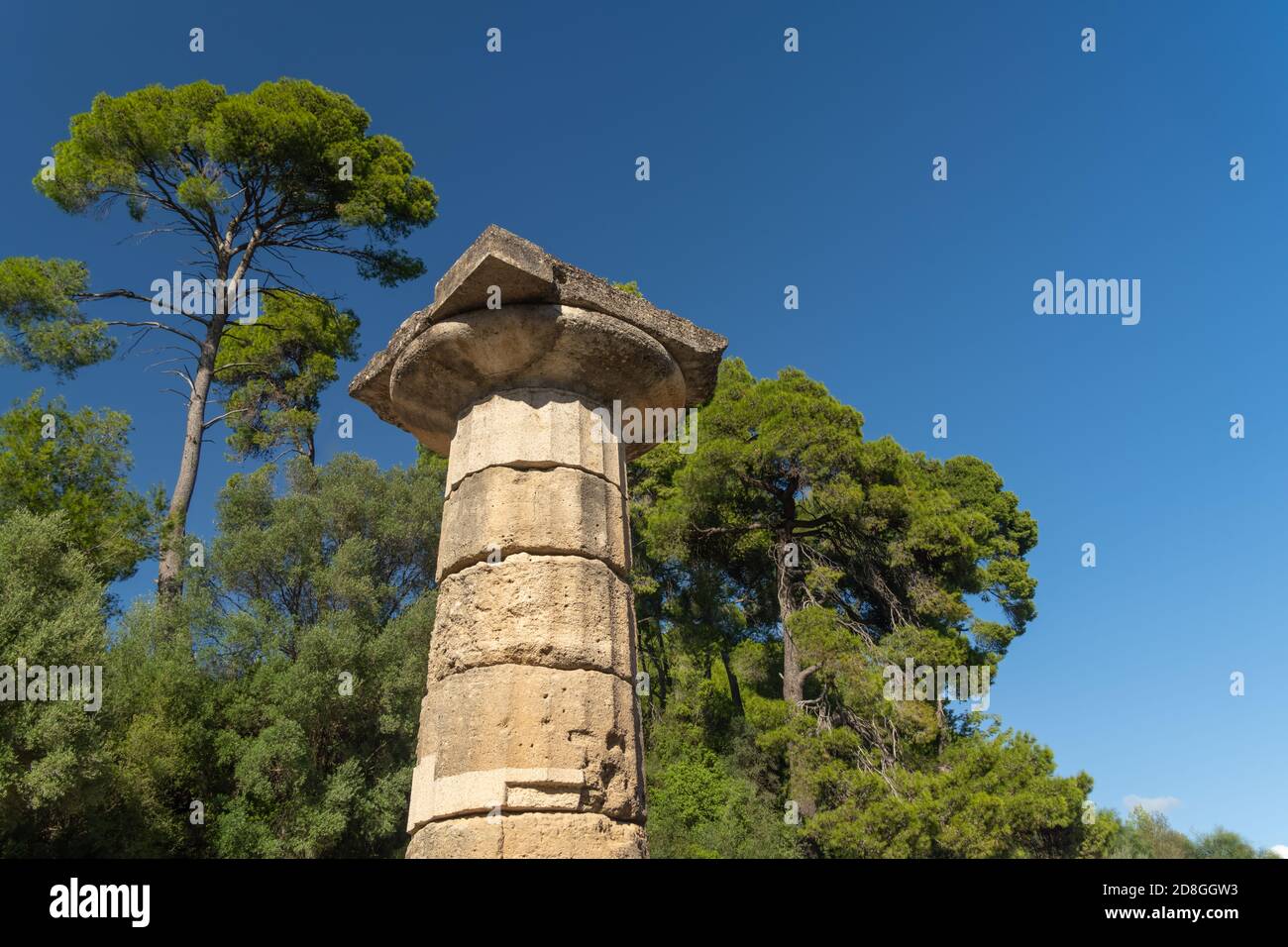 Ruins of the Temple of Hera in the archeological site of Olympia ...