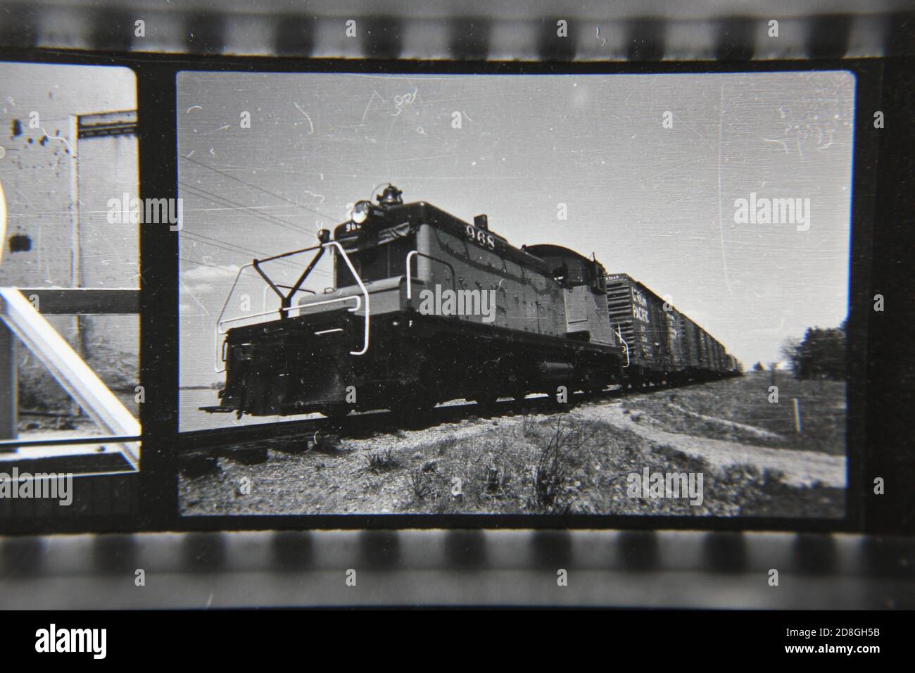 Fine 1970s vintage black ad white photography of the engine of a long ...