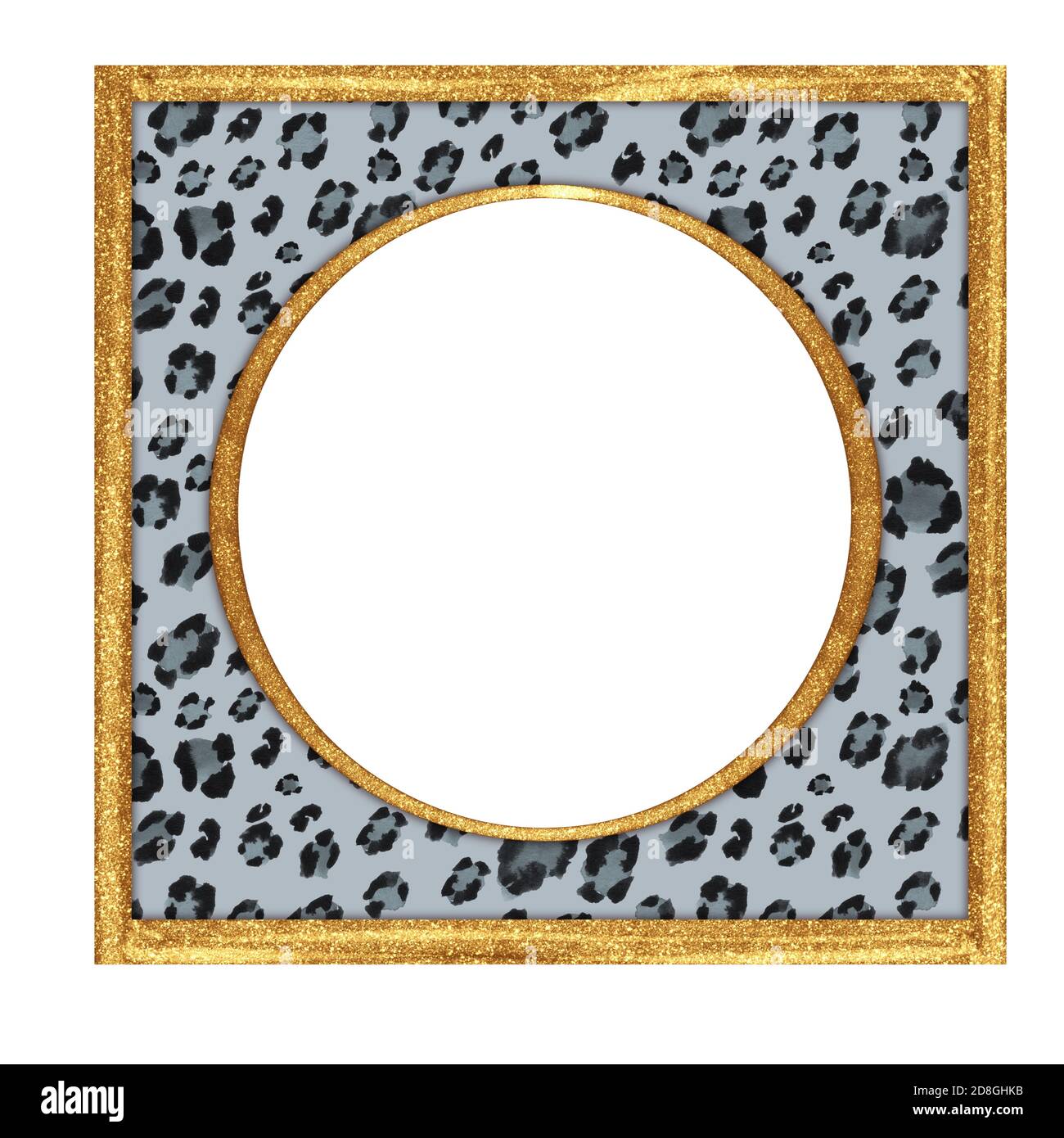 Golden frame with leopard print. Element for design Stock Photo - Alamy