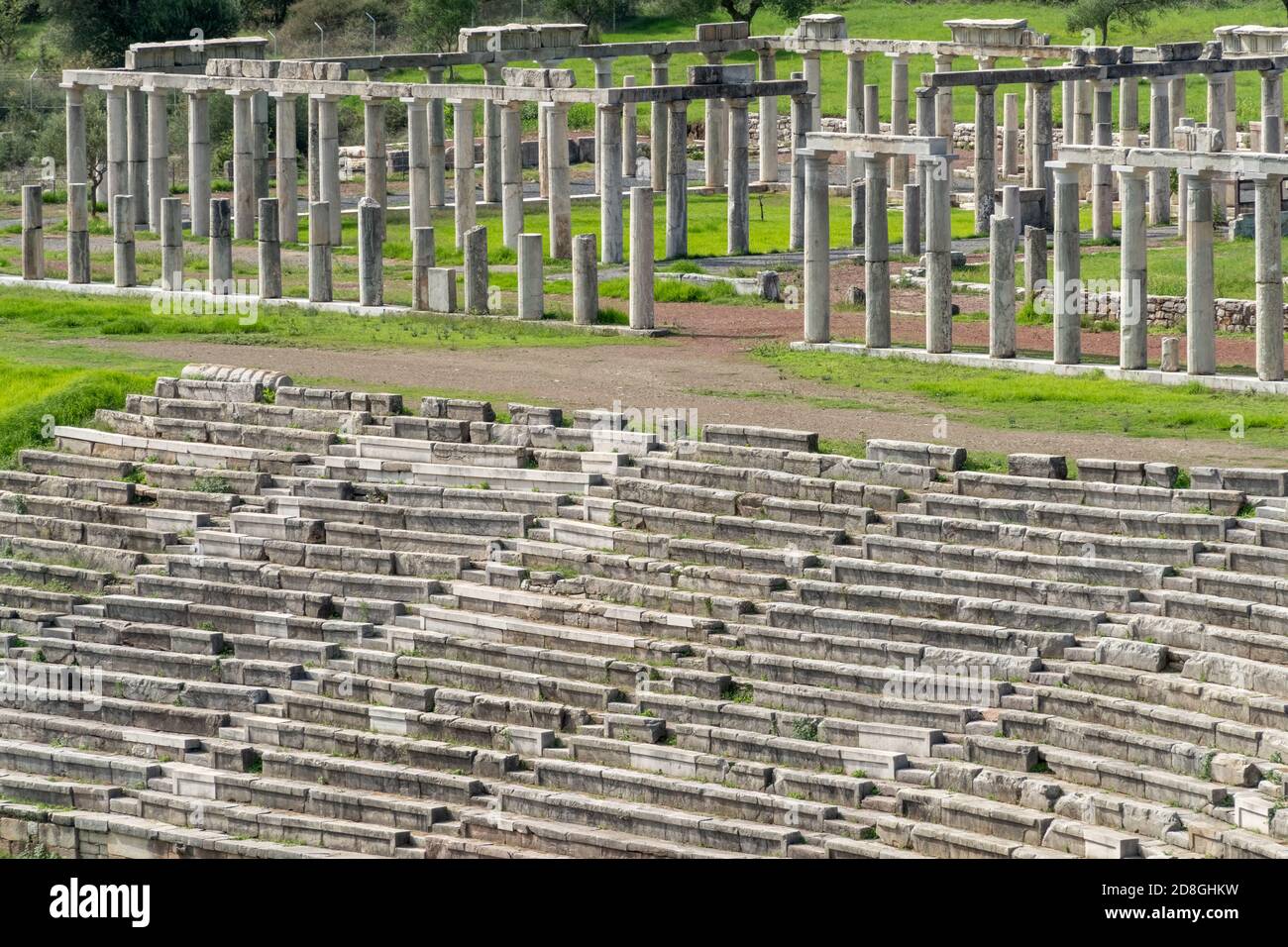 Ruins of the stadium in the ancient Messene archeological site ...