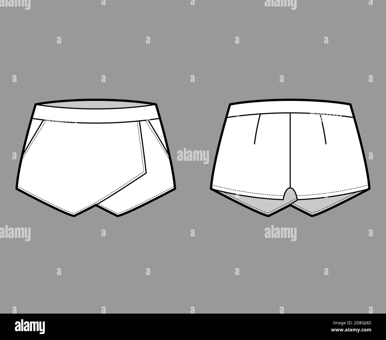 Skirt skort shorts skort technical fashion illustration with mini ...