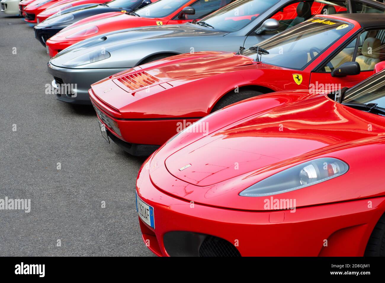 Italy, Lombardy, Meeting of Cars Lines of Ferrari Cars Stock Photo - Alamy