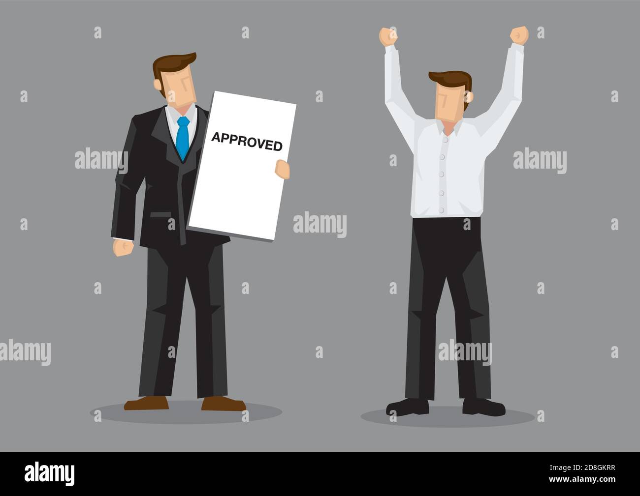 Two businessman standing together and one of them holding a document ...