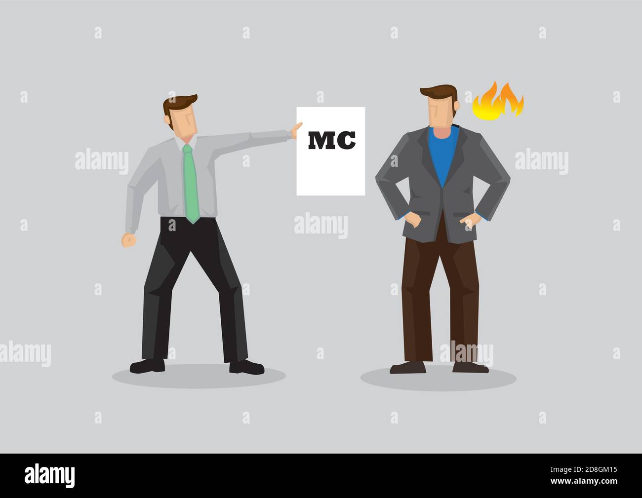 Cartoon business professional giving his angry employer a card that ...