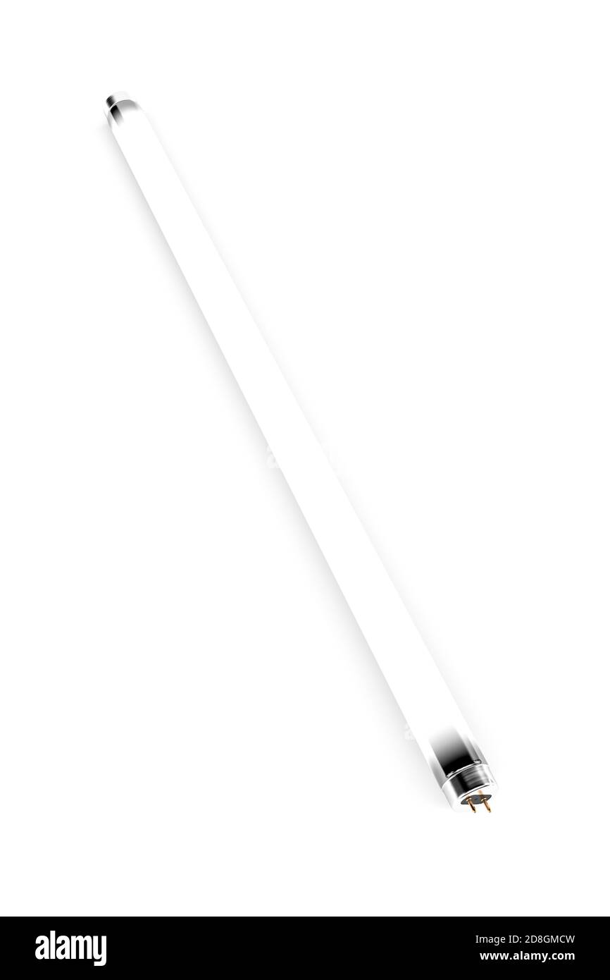 Neon lamp bulb isolated on white background - copy space - 3d render ...