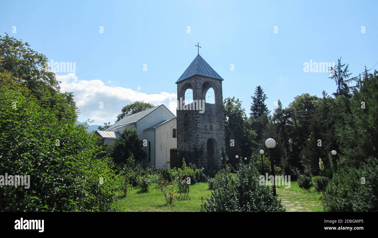 A orthodox church building with a christian cross on it. Georgian ...