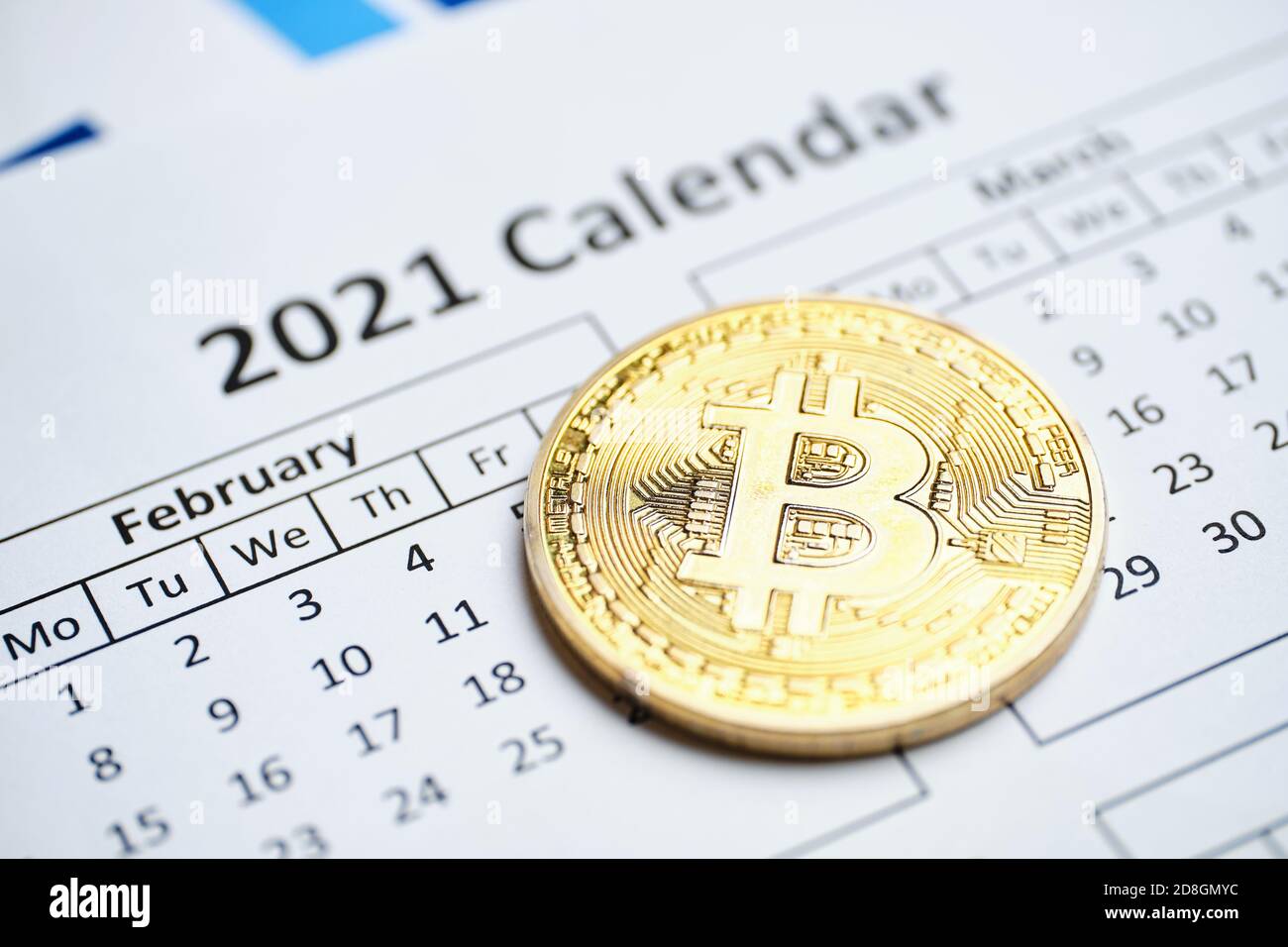 Bitcoin cryptocurrency concept in 2021 on the calendar Stock Photo - Alamy