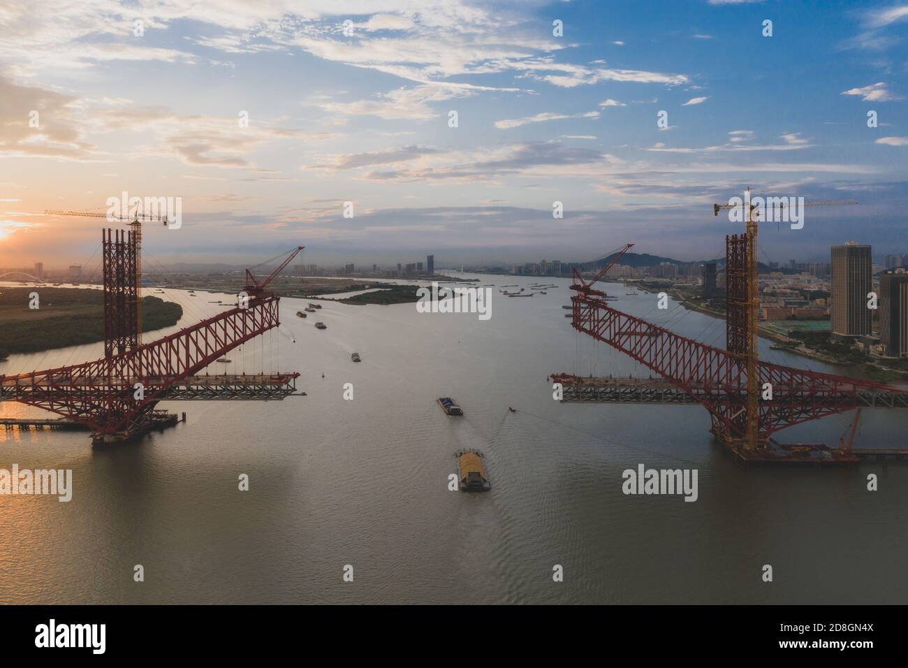 An aerial view of Mingzhuwan Bridge, which has the world's longest main ...