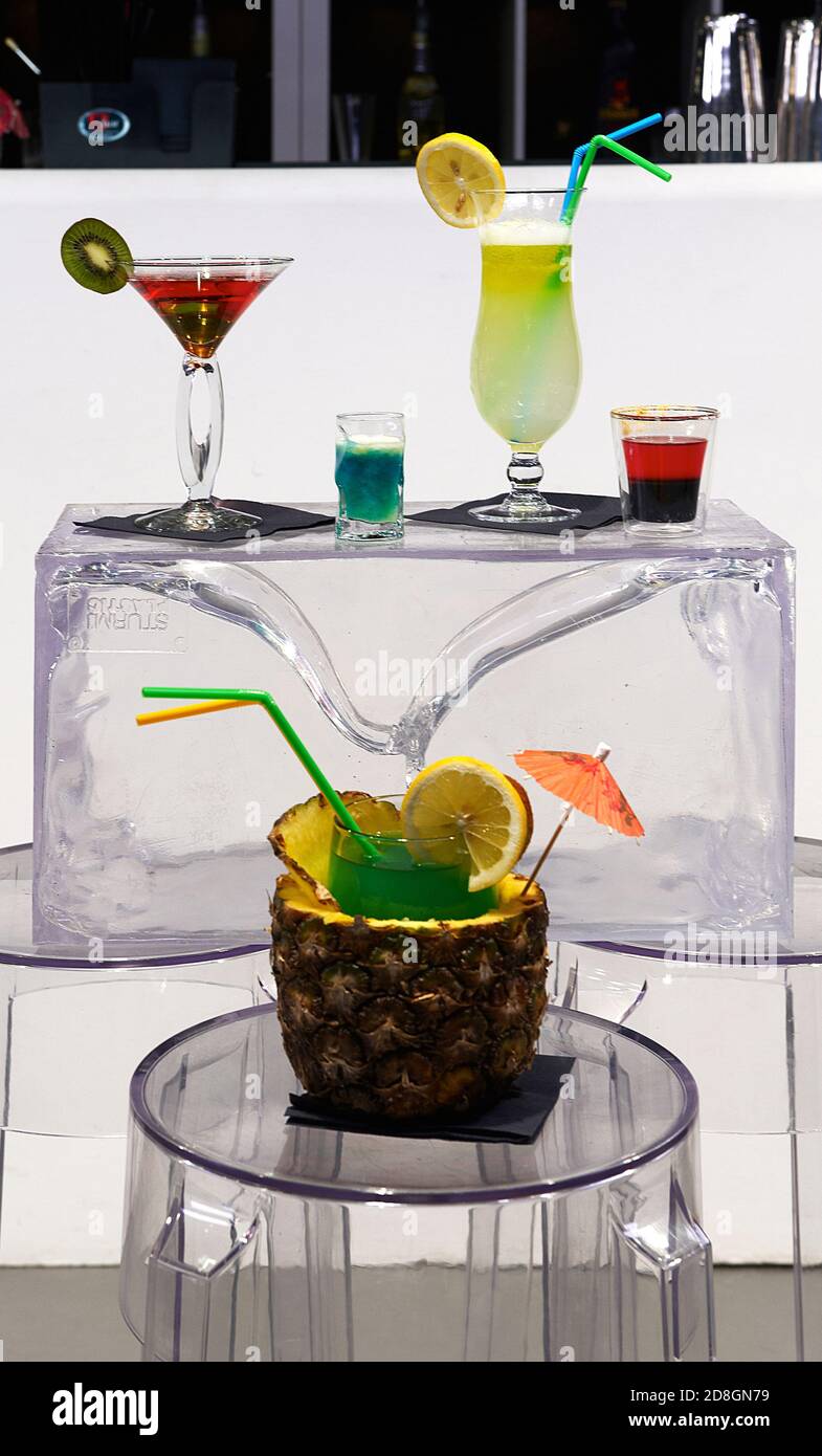 some cocktail in esposition in a bar Stock Photo - Alamy