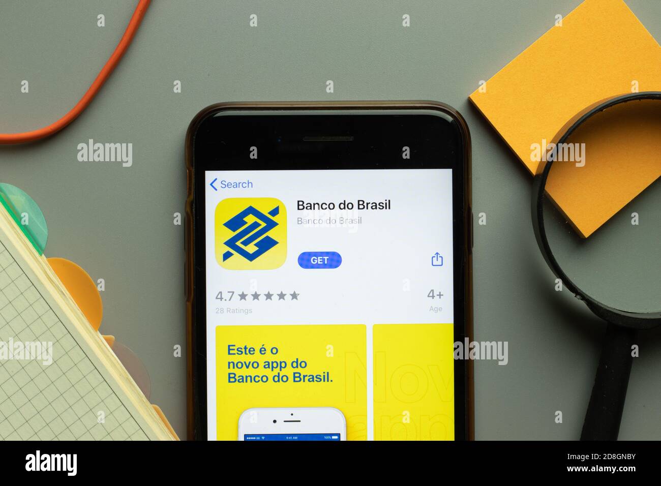 New York, USA - 26 October 2020: Banco do Brasil mobile app logo on ...