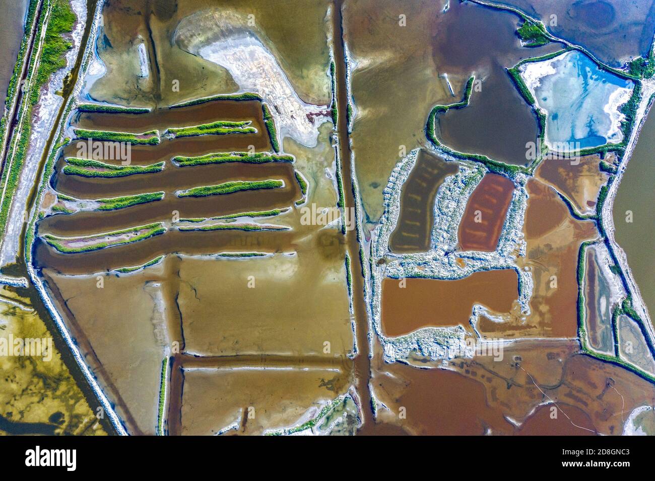 Aerial view of a colorful salt lake in Yuncheng city, north China's ...