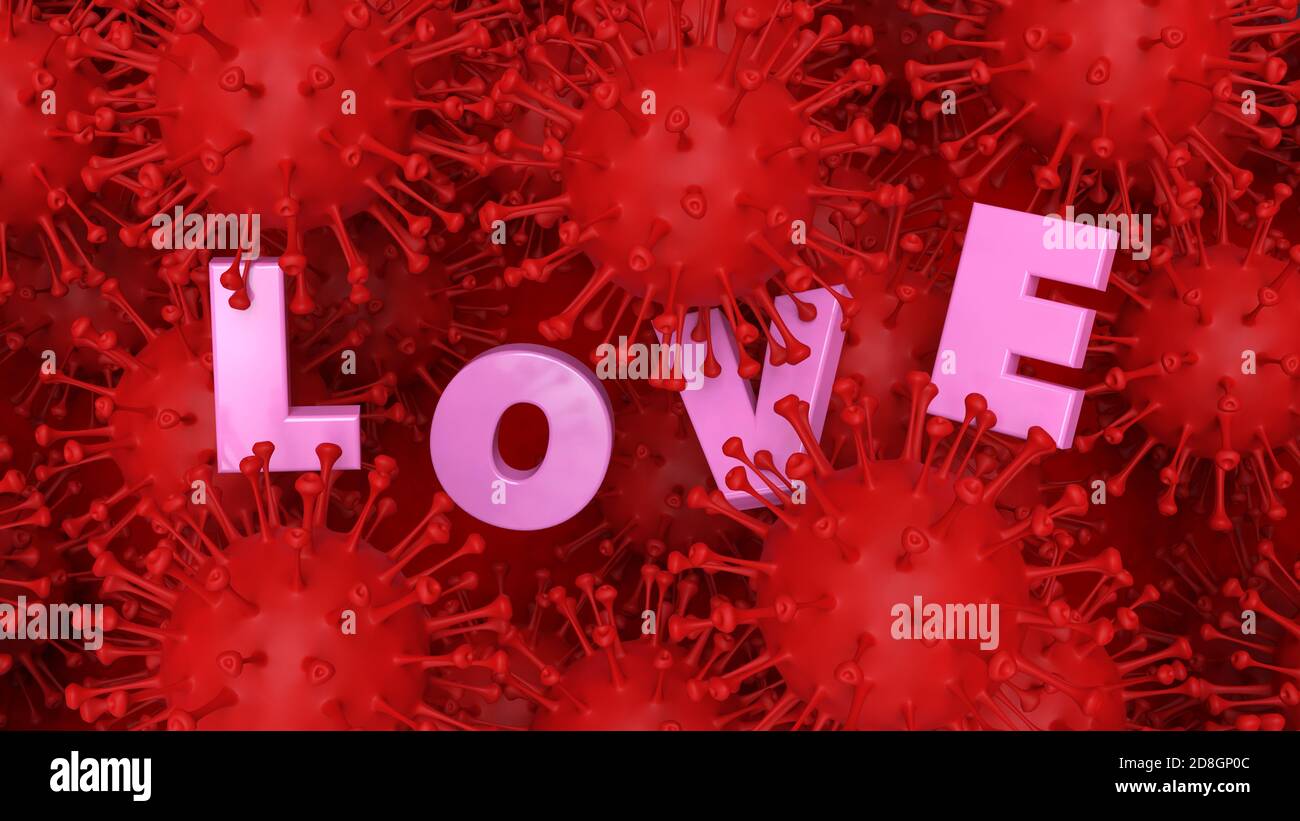 word LOVE with viruses 3D rendering Stock Photo - Alamy