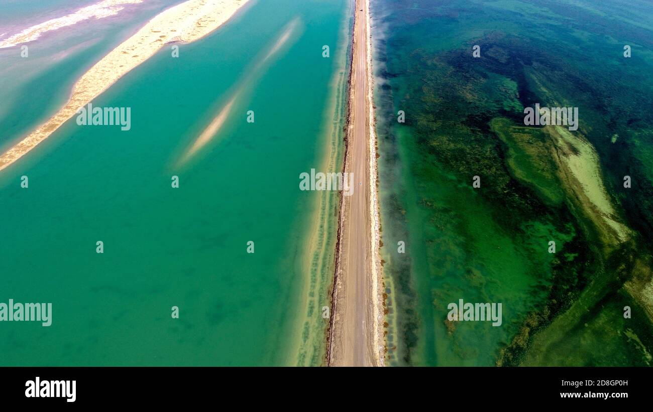 --FILE--Aerial view of West Taijinaier Lake in the Qaidam Basin in ...