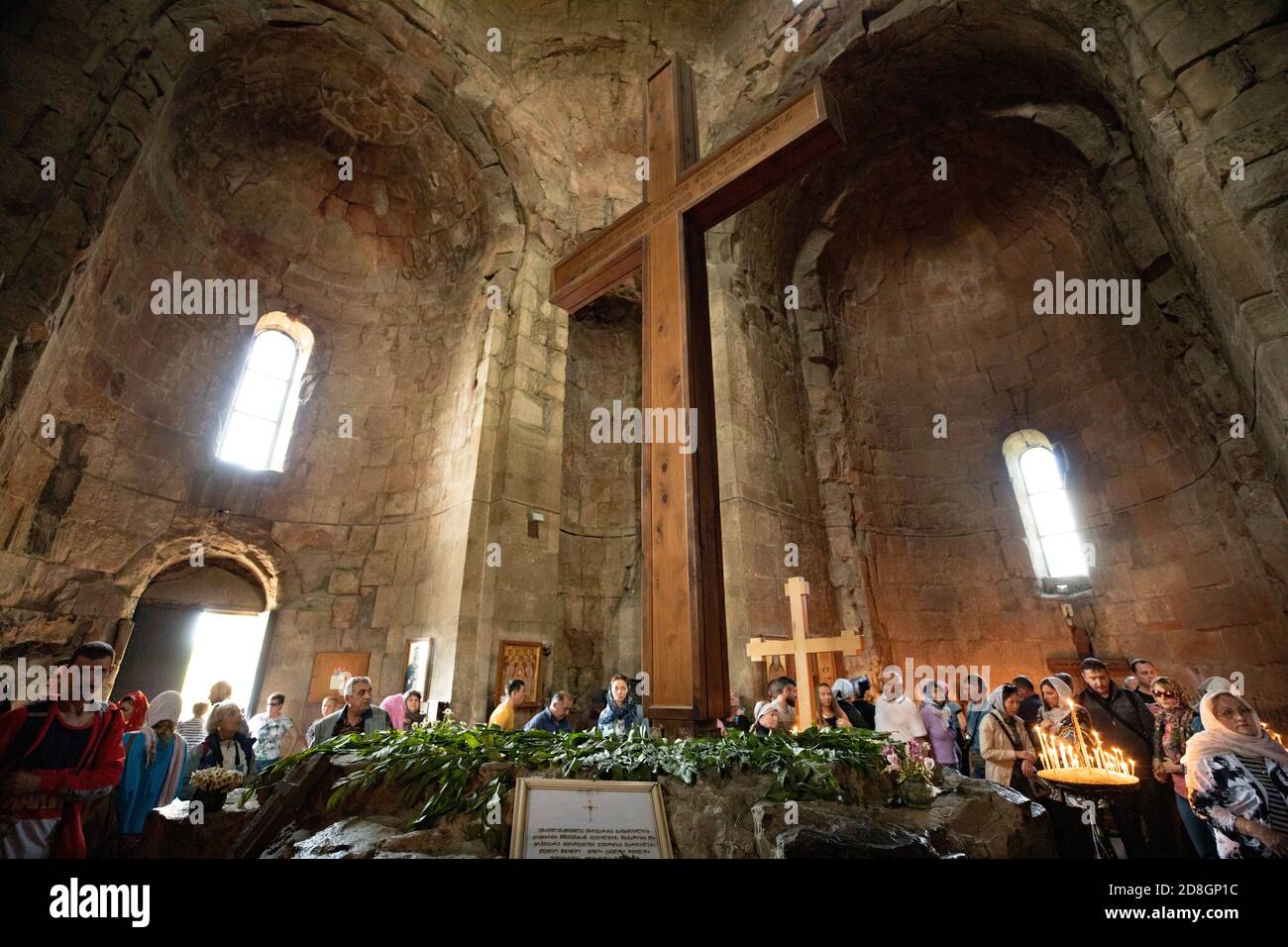 Interior view of Jvari church, one of Georgia's most holy site, in ...